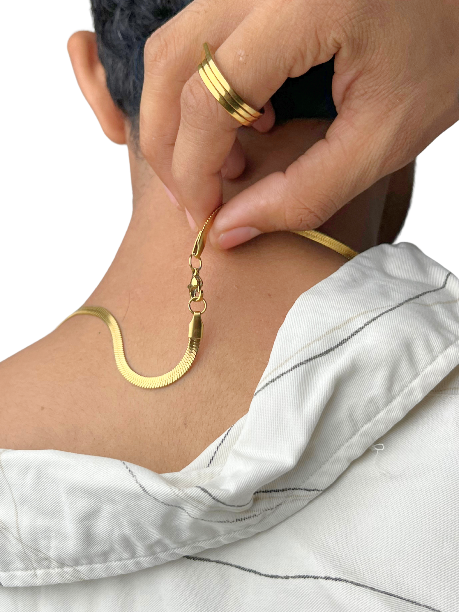 VELTIN Gold Snake Chain - Men's Elegant Flat Necklace